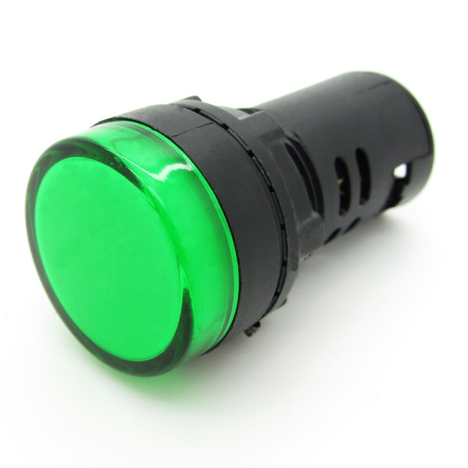 5 x Pure Green 22mm 0.87" 24VDC AC LED Indicator Light Power Signal ...