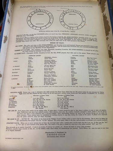 Cadaco-Ellis Ethan Allen’s All Star Baseball Game 1942 /1943 | eBay