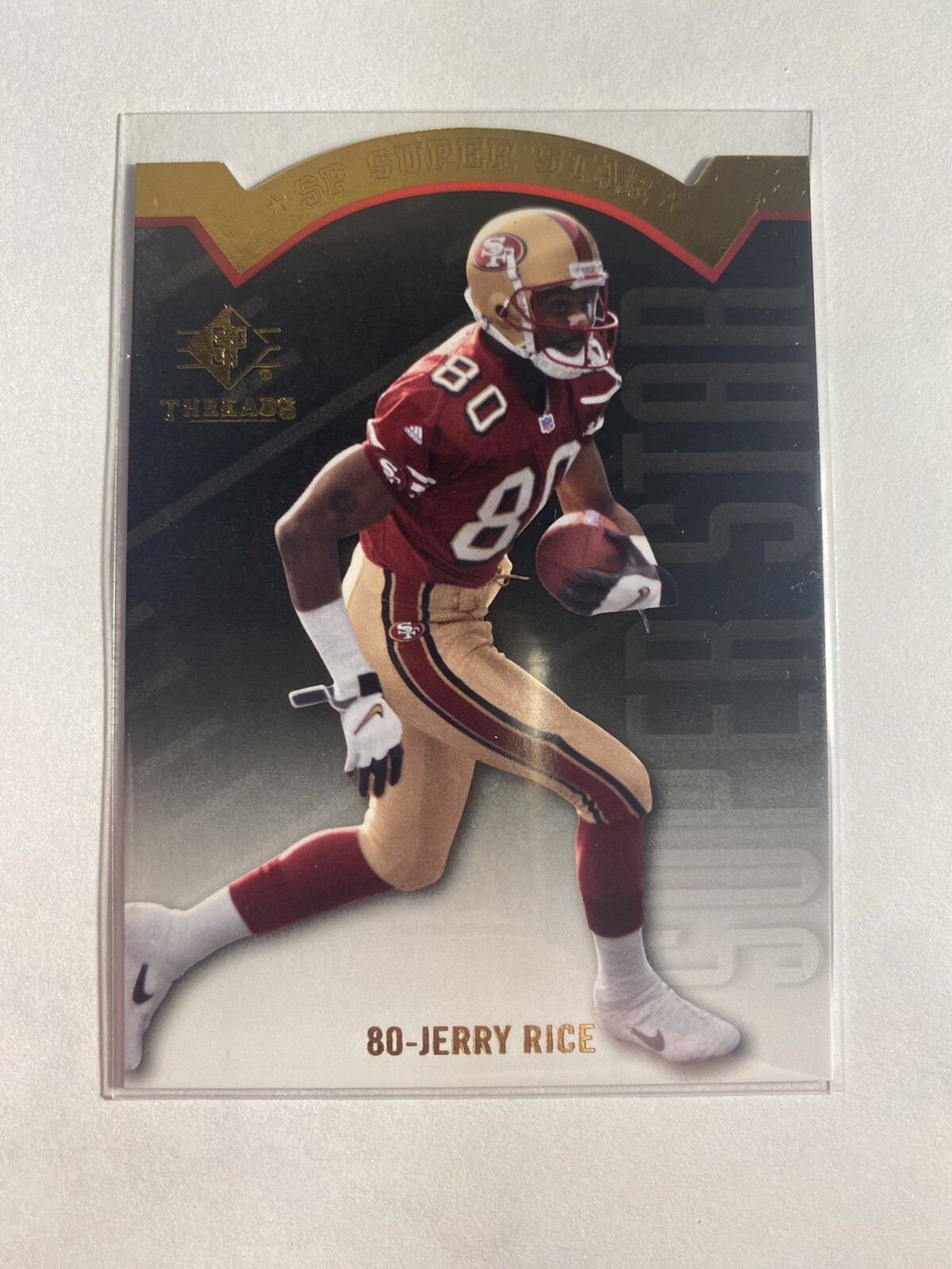 JERRY RICE Upper Deck SP Threads 2009 Die Cut Card SP Super Star #AP80 ...