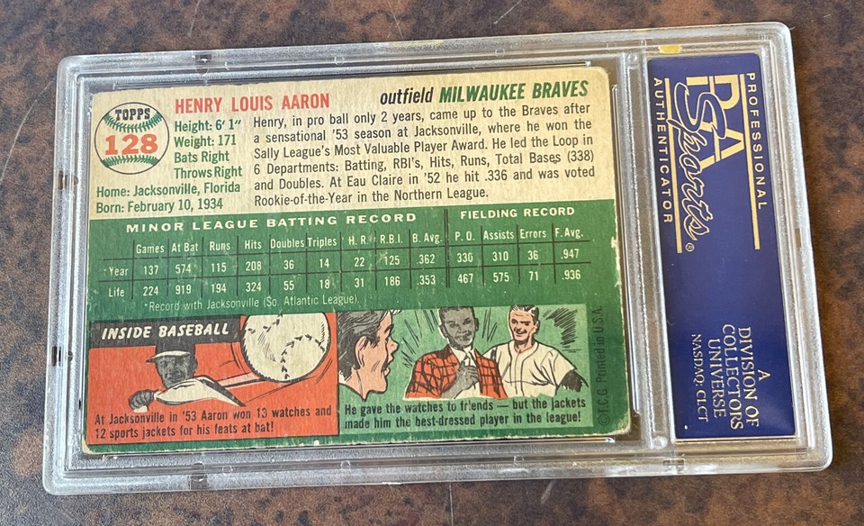 1954 Topps Baseball Hank Aaron rookie card RC 128 well-centered Deep ...