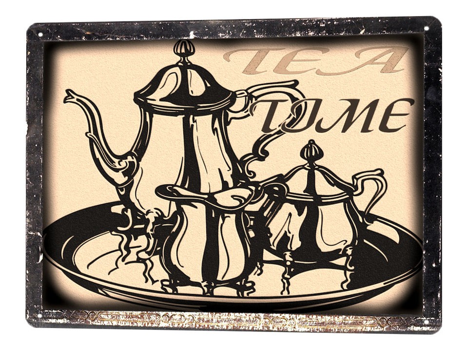 English TEA TIME Metal SIGN great gift collectible VINTAGE style decor ...