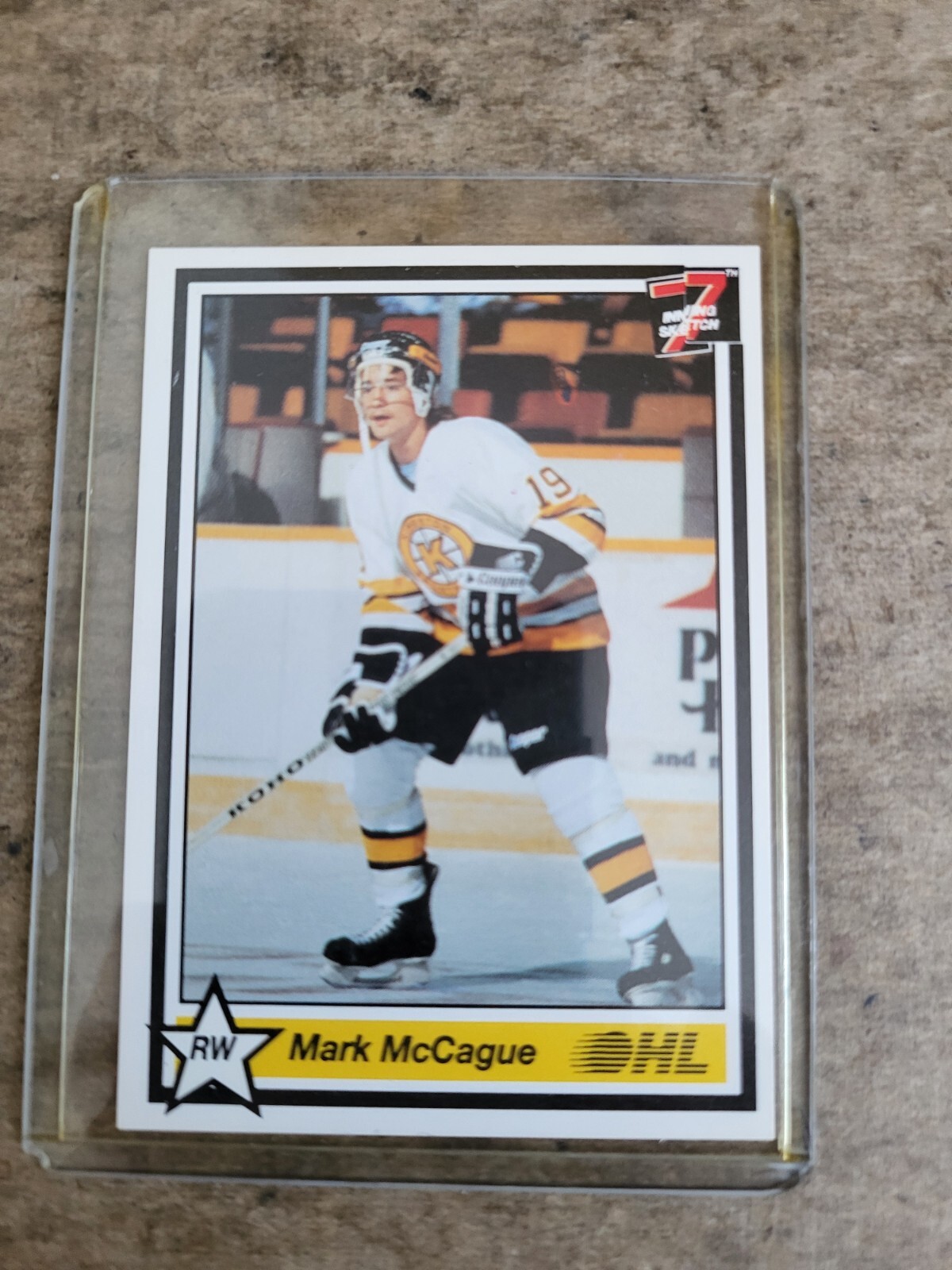 1990-1991 7 th inning sketch OHL / 65 MARK McCAGUE KINGSTON FRONTENACS ...