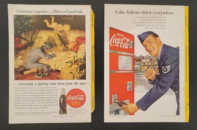 Lot Of 2 - 1945 1952 Coca-Cola Drink Soda Military Soldier Christmas ...