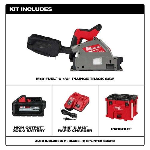Milwaukee 2831-21 M18 FUEL 18V 6-1/2" Cordless Li-Ion Plunge Track Saw ...