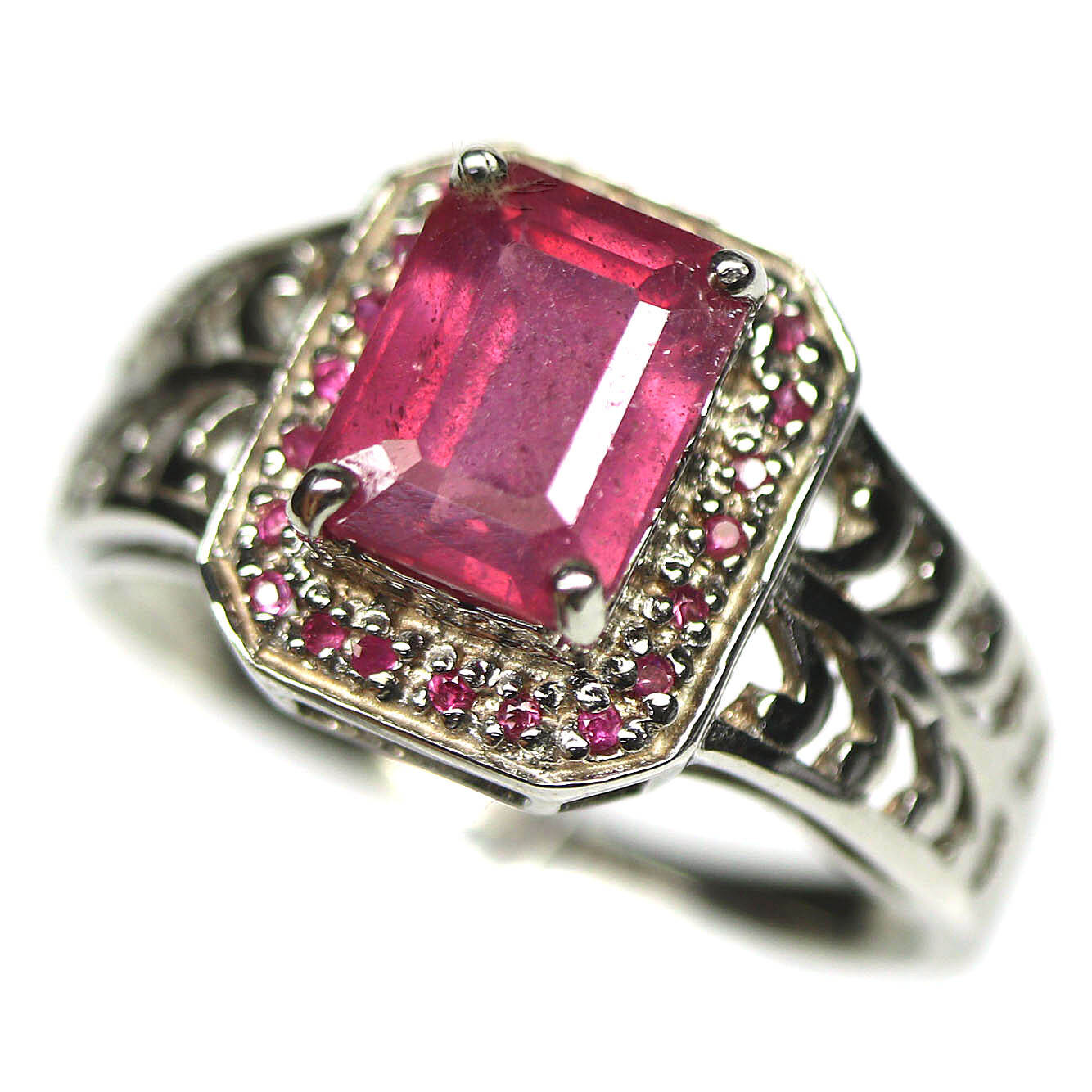 Gemstone 6 x 7 mm. Pink Ruby & Sapphire Jewelry Ring 925 Silver Size 6 ...