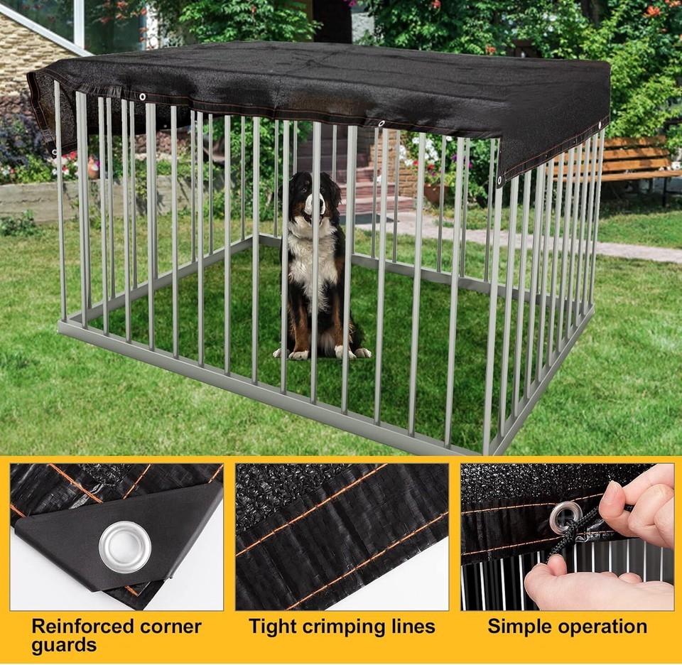95% High Density Dog Kennel Shade Cover,10 X 10Ft Pen Upgrade Mesh ...