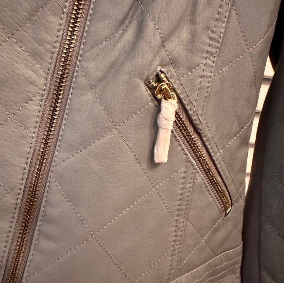 Iman | Gray Leather Coat | Detachable faux fur collar and MATCHING ...