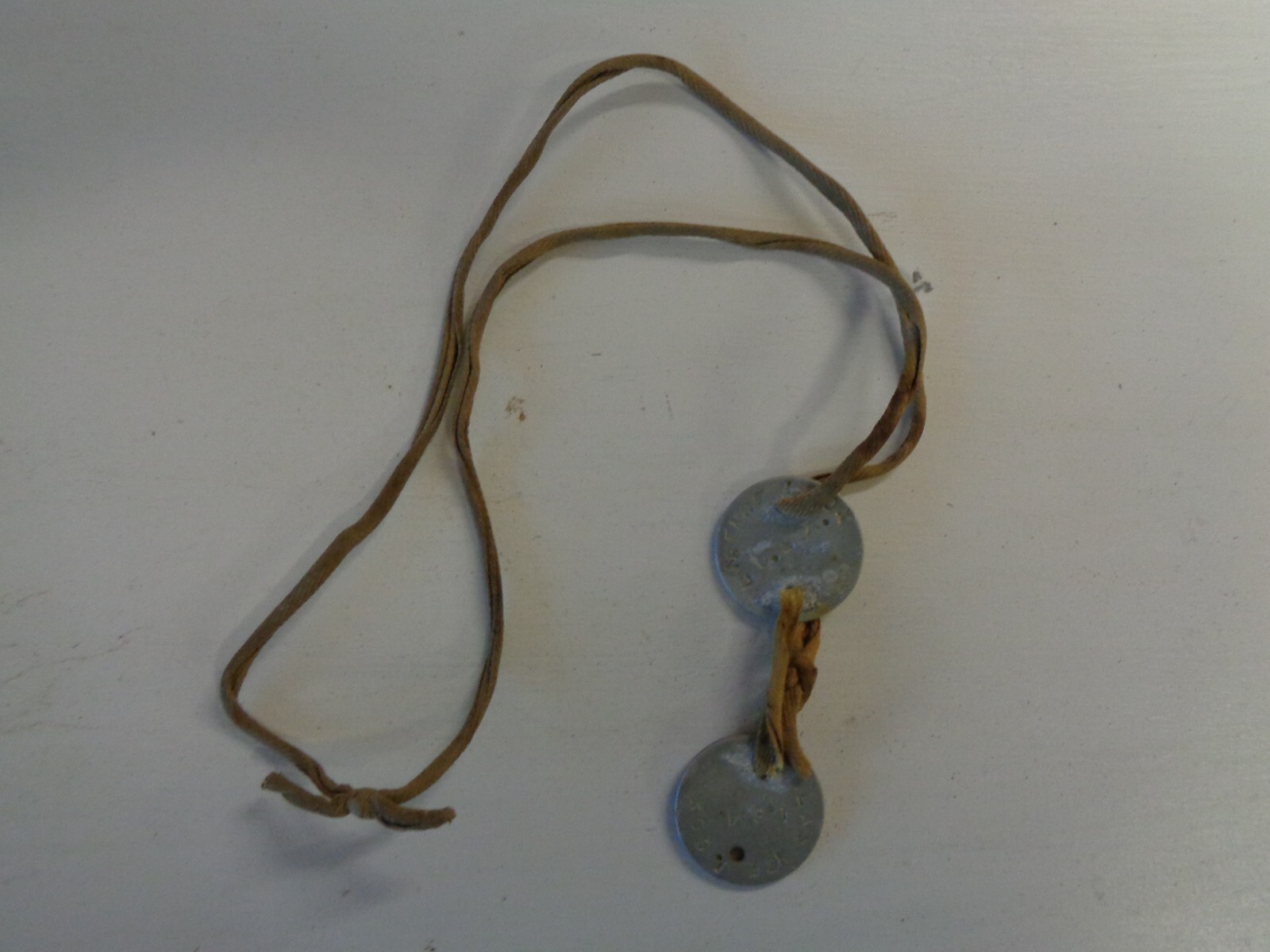 WW1 US Army Dog Tags On Original Tape Cord 1918 Aluminum Circular Discs ...