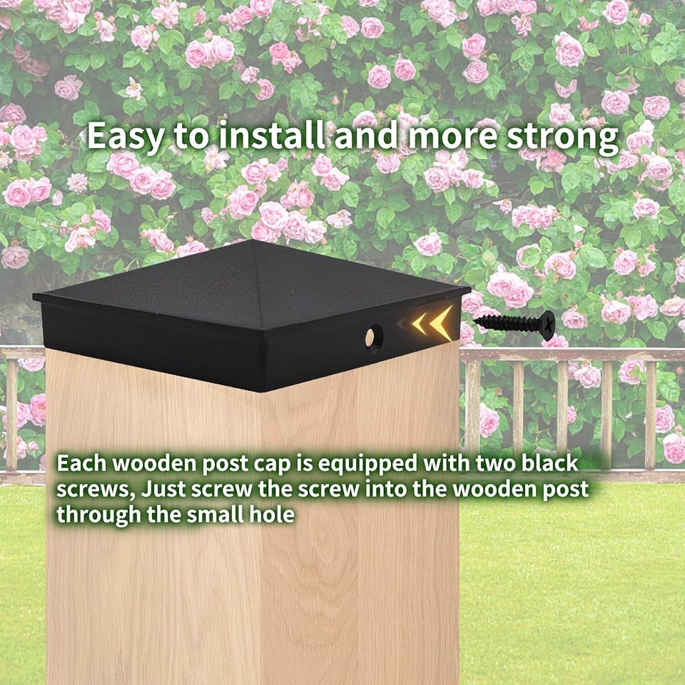 Azdele 6X6 Aluminum Pyramid Post Caps Cover for 6X6 Nominal Wood Post ...