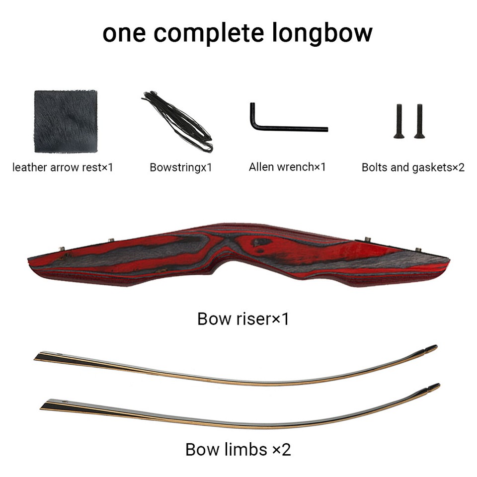 25-50LBS 64 Inch Takedown Recurve Bow Longbow Wooden Riser Archery ...