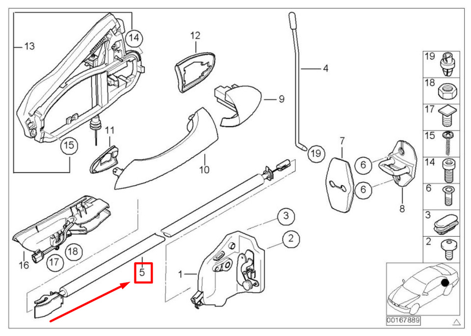 NEW BMW X5 E53 REAR DOOR HANDLE BOWDEN CABLE 51228403058 8403058 ...