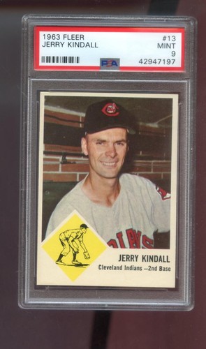1963 Fleer #13 Jerry Kindall PSA 9 Graded Baseball Card MLB Cleveland ...