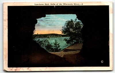 Luncheon Hall Dells of the Wisconsin River White Border Postcard WI PM ...