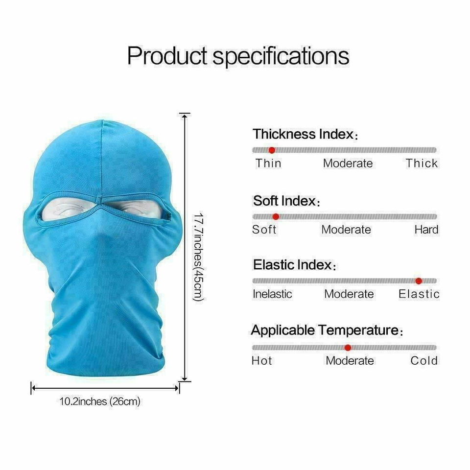 2 Hole Balaclava Full Face Mask Beanie Ski Sun Hood Motorcycle Cycling ...