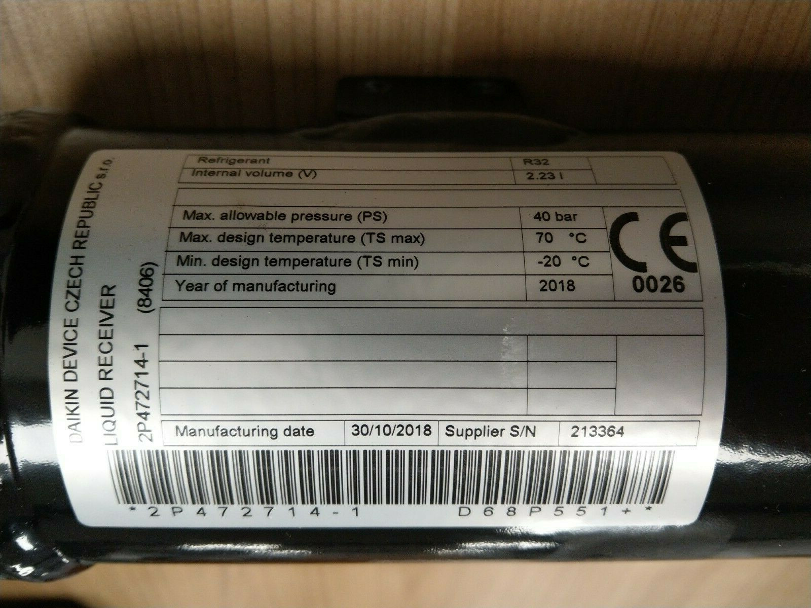 Daikin Air Conditioning Liquid receiver 5018874 Accumulator RZASG100M 2 ...