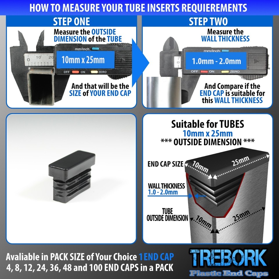 Rectangular End Caps Plastic Inserts Bungs Blanking Plugs Table Chair ...
