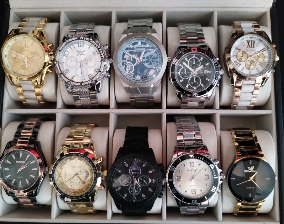 Set 10 NEW Men's Watches Men Watch With See Thru Case Included Lot ...