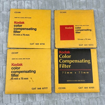 KODAK Color Compensating Filter 75mm x 75mm Lot of 4 149 6710 6553 6777 ...