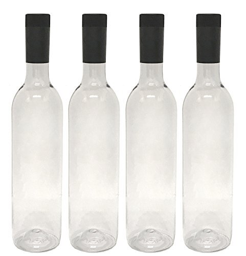 Set of 4 Clear Plastic Wine Bottles 750ml with Screw Caps Durable and ...