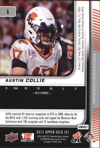 2015 Upper Deck CFL - #6 Austin Collie for sale online | eBay