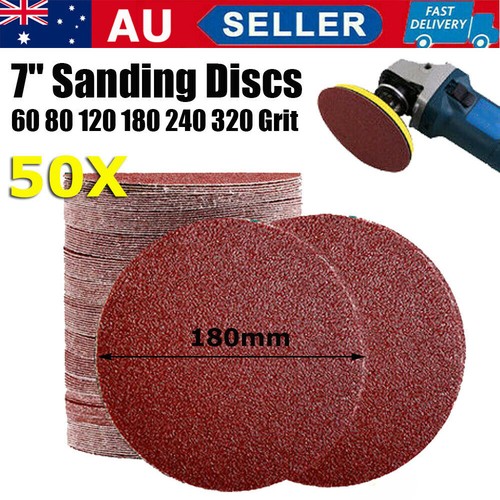 50PCS 7" / 180mm Sanding Discs Pad Abrasive Sandpaper 60 80 120 180 240 ...