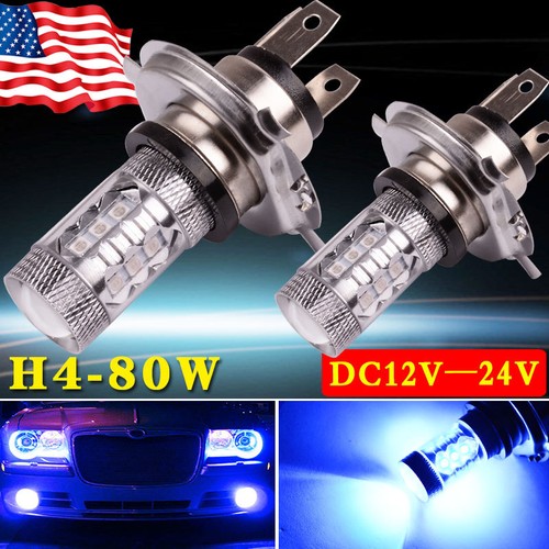 2X 10000K Blue H4 HB2 9003 80W LED Projector Fog Light bulbs DRL US ...