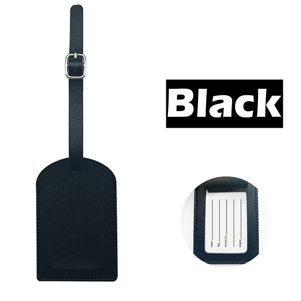 Luggage Tags PU Leather Suitcase Name Card Label Baggage Holiday Travel ...