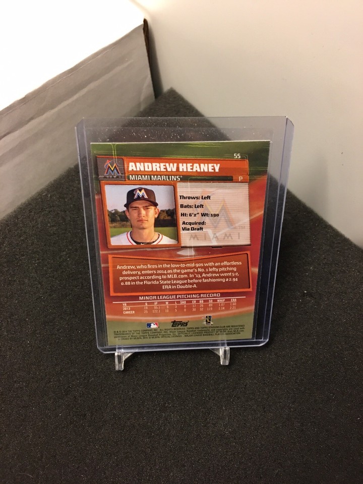 Andrew Heaney Rookie 2014 Topps Stadium Club card 55 Miami Marlins RC ...