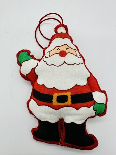 Vintage Hallmark Plush Quilt-Type Fabric Santa Christmas Tree Ornament ...