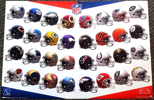 NFL Football Universe ALL 32 TEAM HELMETS Logos 24x36 WALL POSTER ...