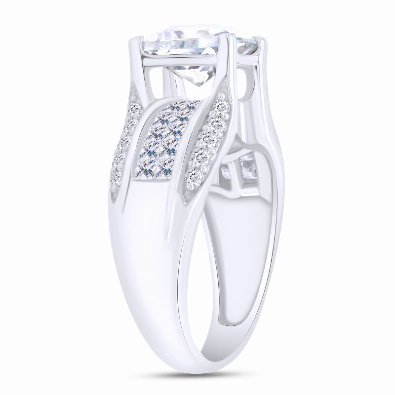 Princess & Round Simulated Diamond Bridge Wedding Ring Solid Sterling ...