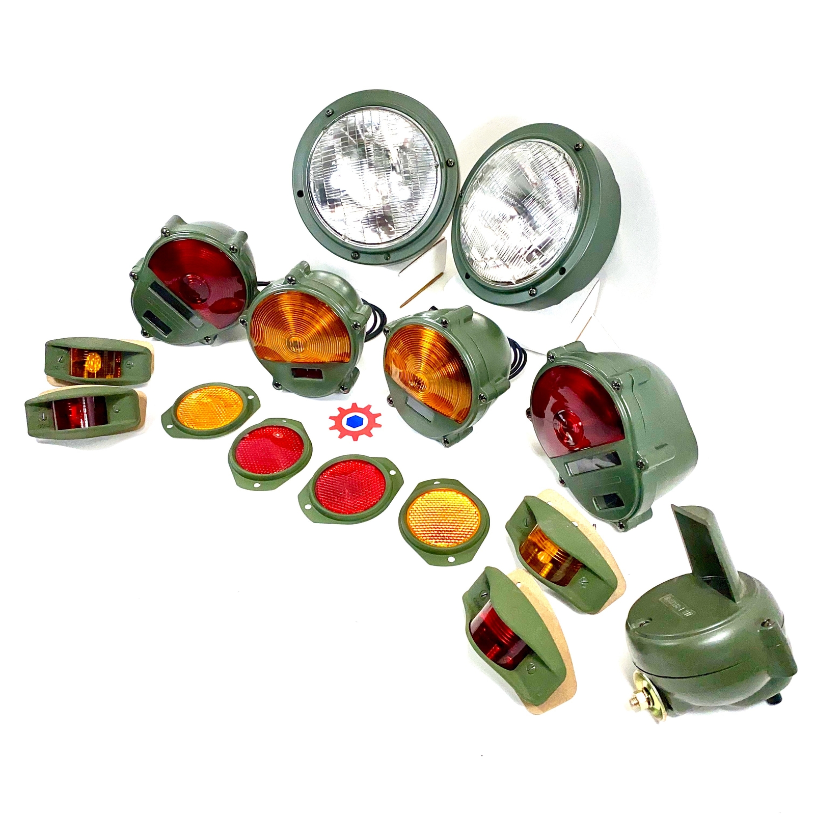Set of Lights & Reflectors w/ Front Blackout - 24v bulbs - Humvee M35 ...