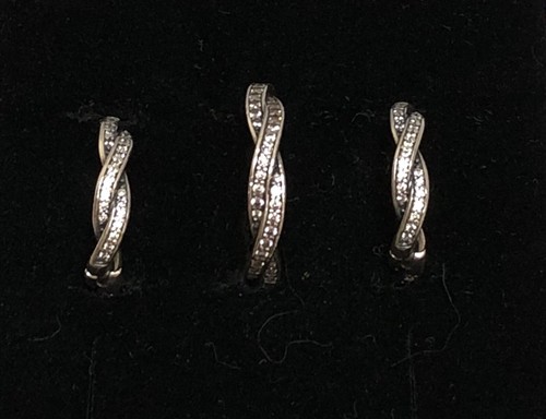 Authentic PANDORA Twist Of Fate CZ Earrings & Ring Ring Size 7 (54) w ...