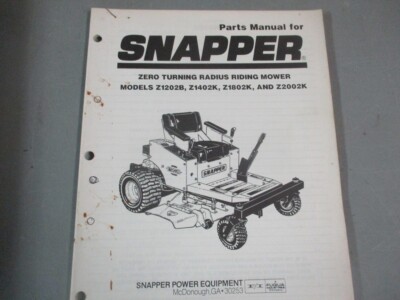 Original Snapper Zero-Turn Parts Manual "Z" Series Vintage Older Models ...