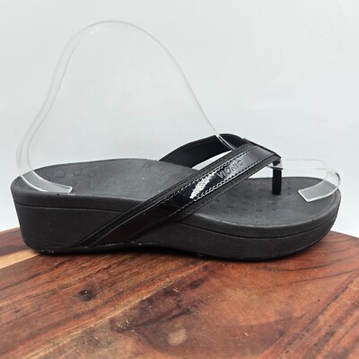 Vionic High Tide Sandals Women's 7 Black Comfort Thong Flip Flop ...