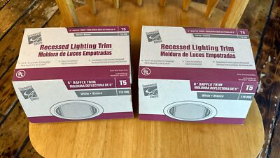 2 PACK - Commercial Electric 6 Inch White Baffle Recessed Light Trim T5 ...