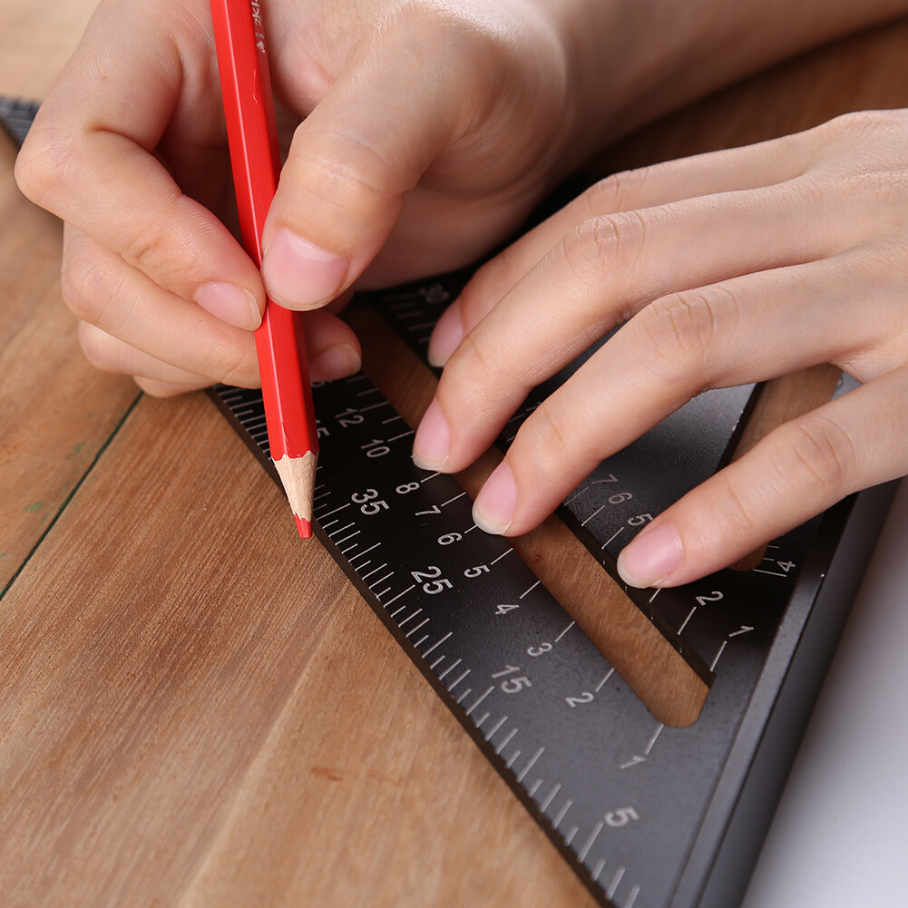 AU Metric 7 inch Aluminum Alloy Triangle Ruler Layout Angle Protractor ...