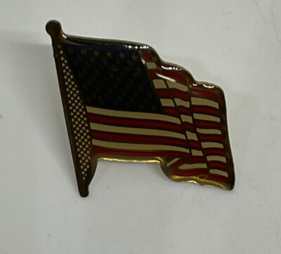 AMERICAN FLAG ENAMEL LAPEL PIN GOLD BORDER USA UNITED STATES | eBay