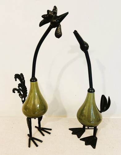 Vintage Rooster Pear Shape Long Neck Rooster Ceramic and Metal 18" | eBay