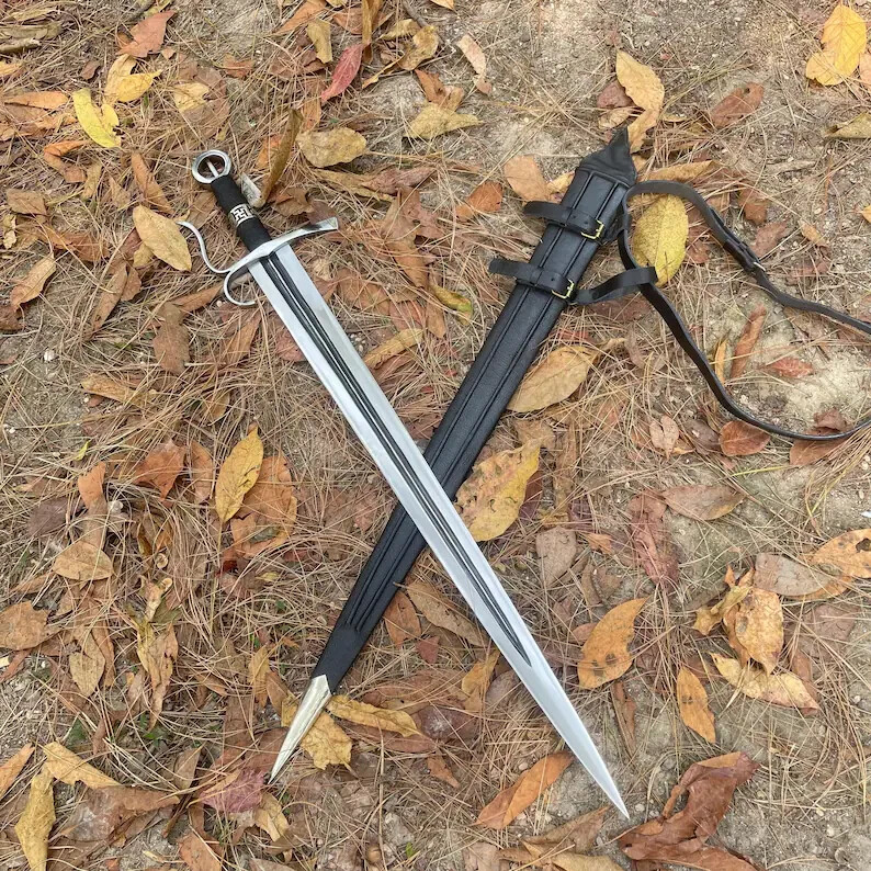 Handmade 31 inch Handmade Viking Sword with Leather Sheath USA Duty ...