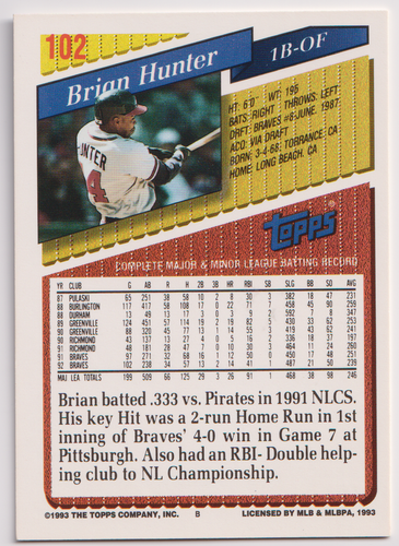 1993 Topps - Gold #102 Brian Hunter for sale online | eBay