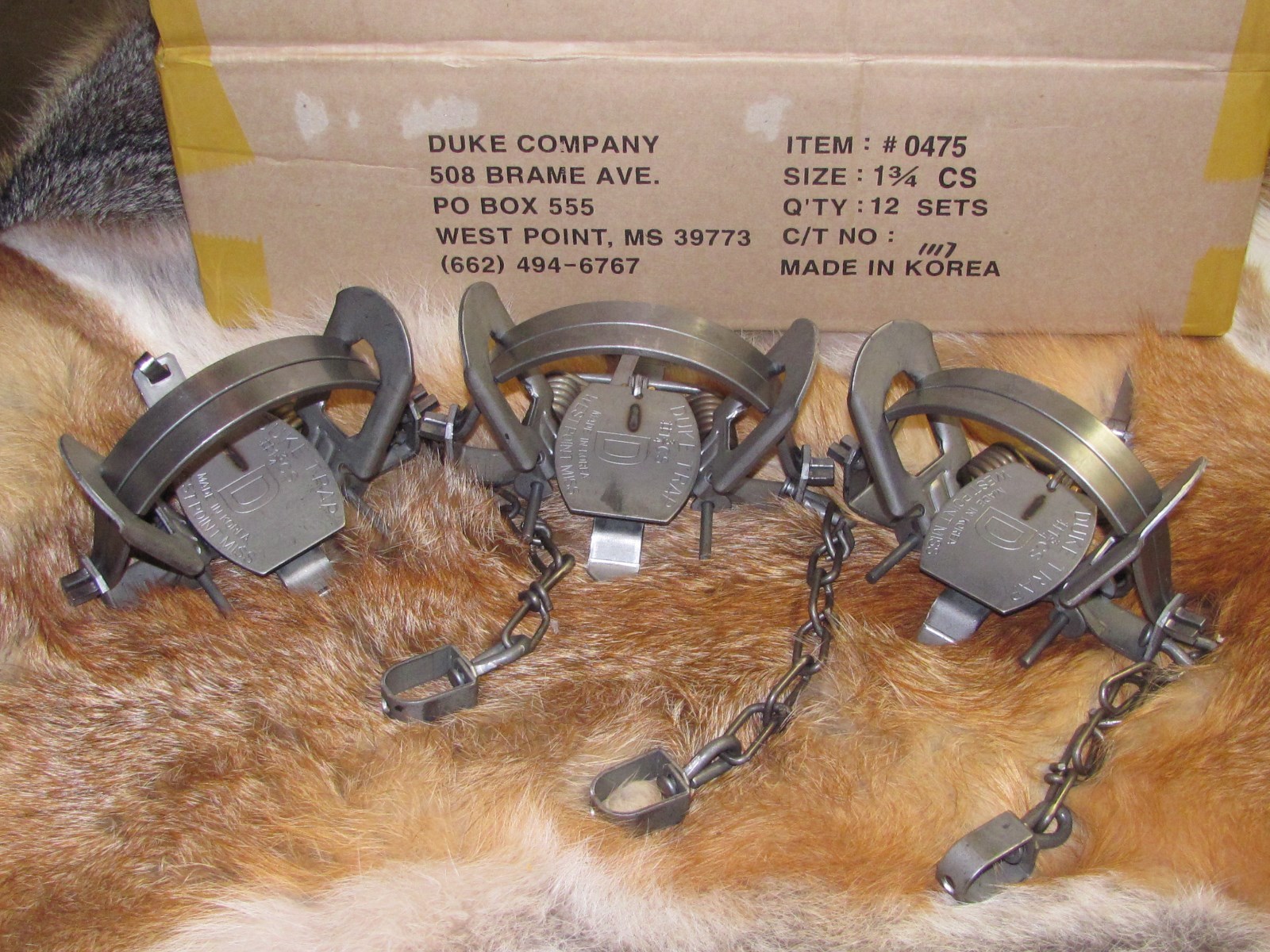 3 Duke # 1 3/4 (1.75) Coil Spring Trap Raccoon Bobcat Badger coyote NEW ...