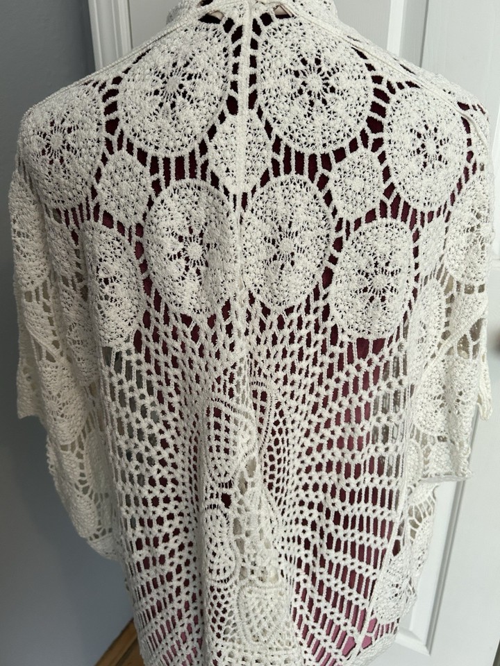 Soft Surroundings Crochet Knit Cardigan Open Boho Layering Sz L/XL | eBay