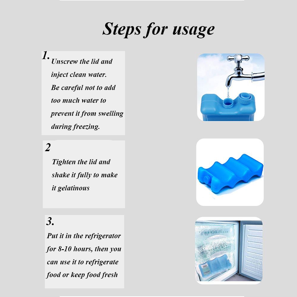 Fresh Food Storage Lunch Box Water injection Ice Blocks Gel Freezer ...