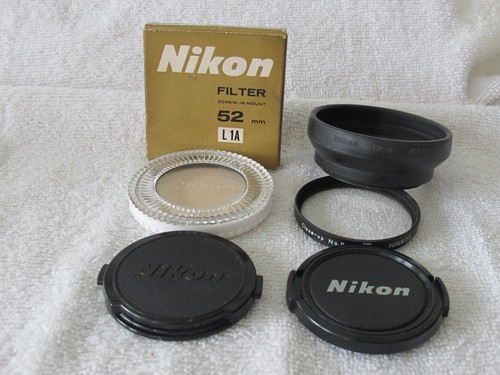 Genuine Nikon lens hood HR-4 52mm Cap & L1a Filter LOT | eBay