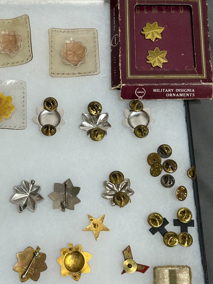 Lot 60 WWII + US Army OFFICER INSIGNIA Pins MAJOR COLONEL GENERAL LT ...