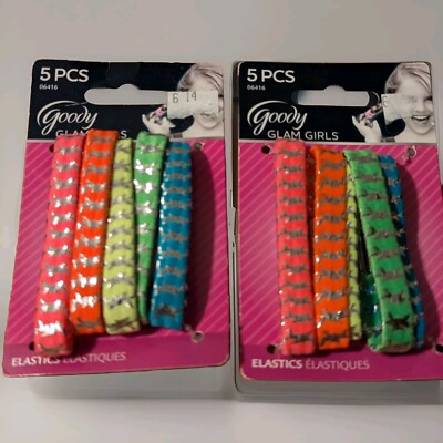Goody Glam Girls Elastic Ponytail Holders Neon Metallic Colors 5 ct ...