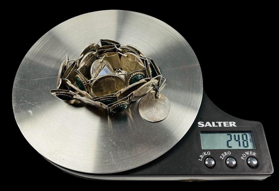 Vintage 1960's NAVAJO Native American Coin Silver CONCHO Belt 248 Grams ...