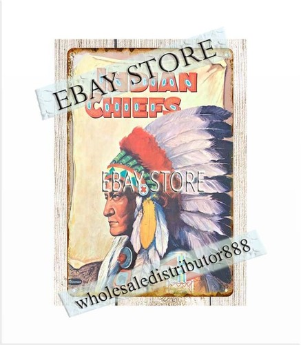1950s Indian Chiefs book cover native American metal tin sign interior ...