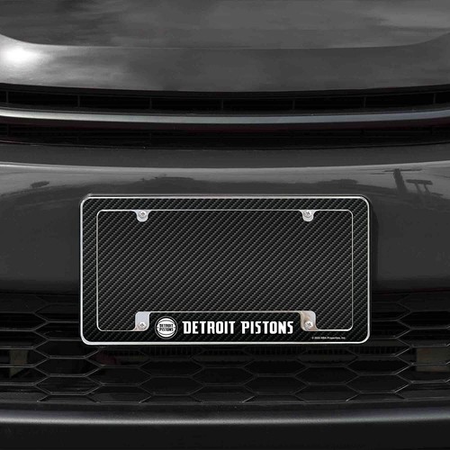 Detroit Pistons Metal License Plate Frame Tag Cover Carbon Fiber Design ...